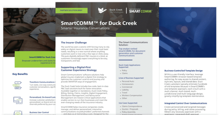 SmartCOMM for Duck Creek: Insurance Customer Experience Powered by the Cloud